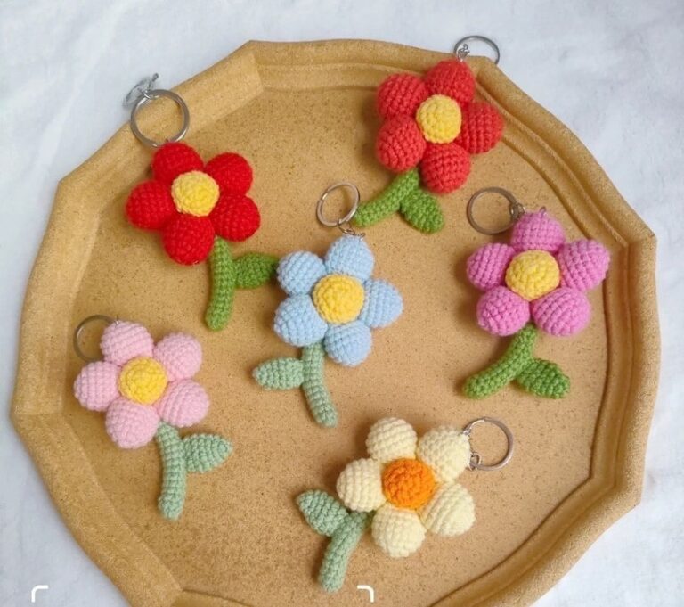 Flower Keychain Crochet Pattern