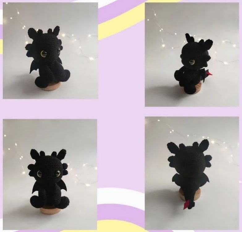 Toothless Black Dragon Crochet Pattern - 10+Free Dragon Patterns